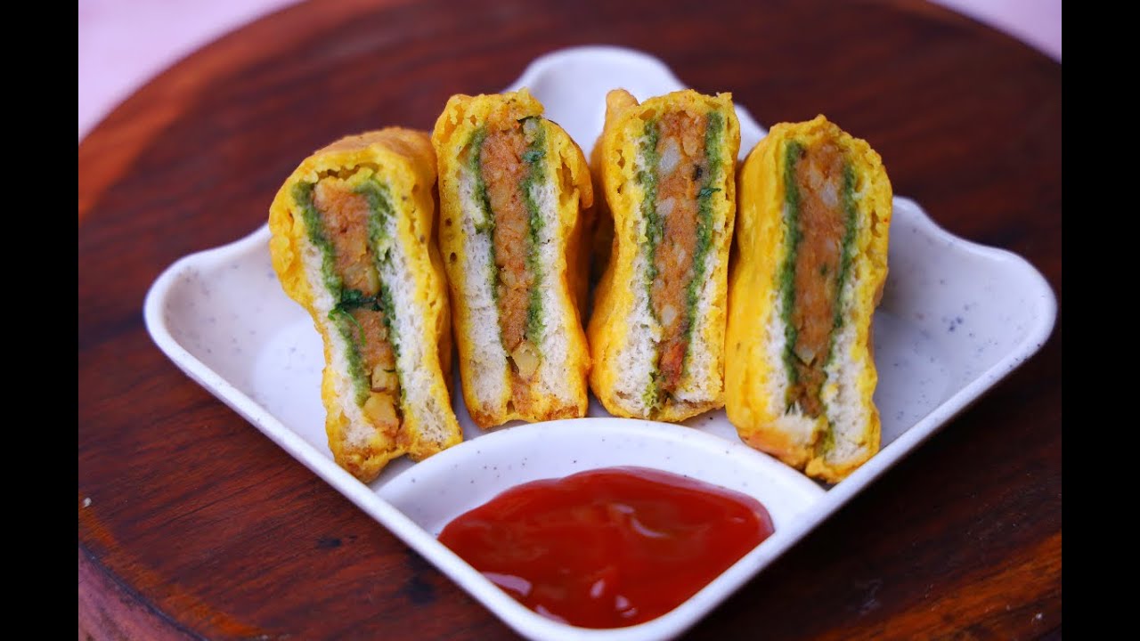 Bread Bajji Recipe | Bread Pakoda | Aloo Masala Stuffed Bread Pakoda ...