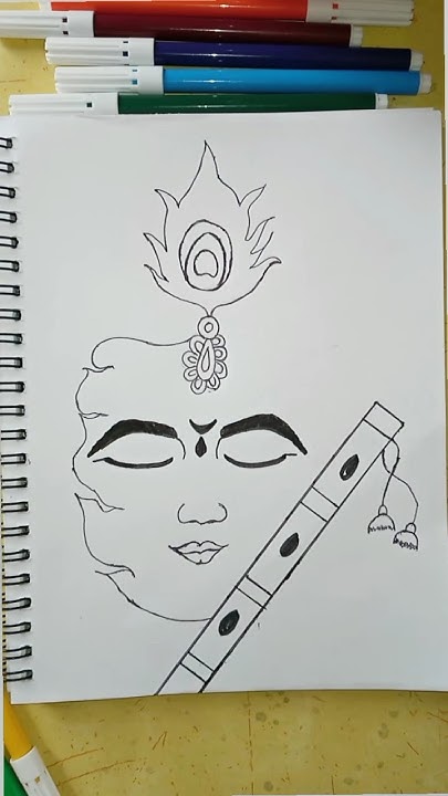 Lord Shree Krishna Drawing for Beginners | Lord Krishna Thakur Drawing ...
