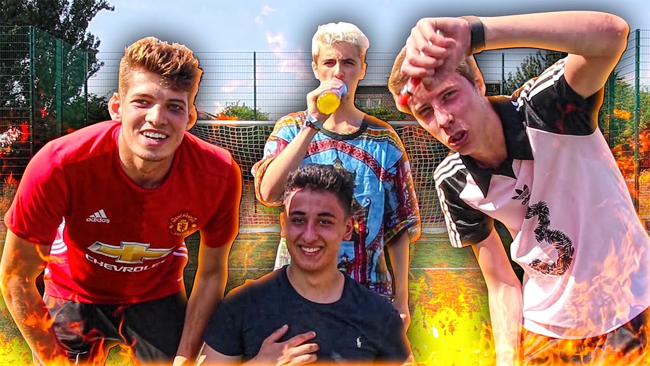 FLAMING HOT SAUCE FOOTBALL PENALTY CHALLENGE - YouTube