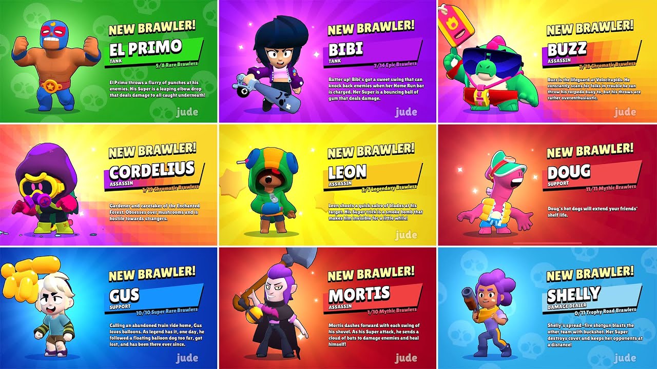 ALL 70 BRAWLER UNLOCK ANIMATIONS | Coredelius, Doug & More.... - YouTube