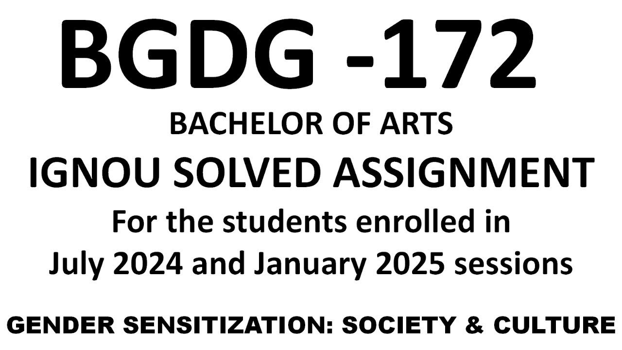 BGDG-172 / bgdg 172 solved assignment 2024-25 / bgdg 172 gender ...