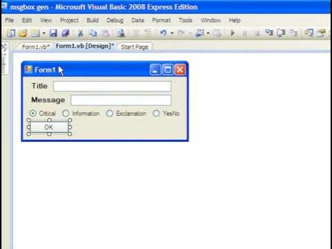 How To Make A Messagebox Generator In Visual Basic 2008 - YouTube