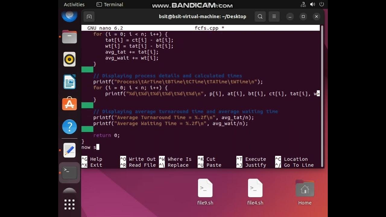 Execution of FCFS algorithm with Bubble Sort | Plus pseudo Code Easy Steps | Ubuntu/Linux | CC ...