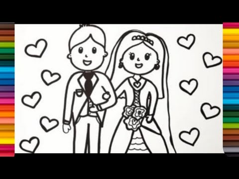 How to draw Groom and A bride couple | step by step drawing - YouTube