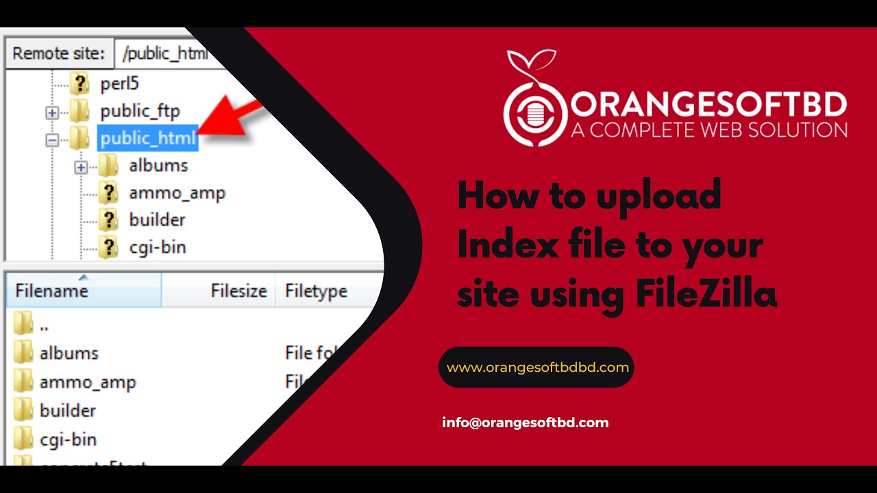 How To Upload Index File To Your Site Using Filezilla With Orange Soft Bd Youtube