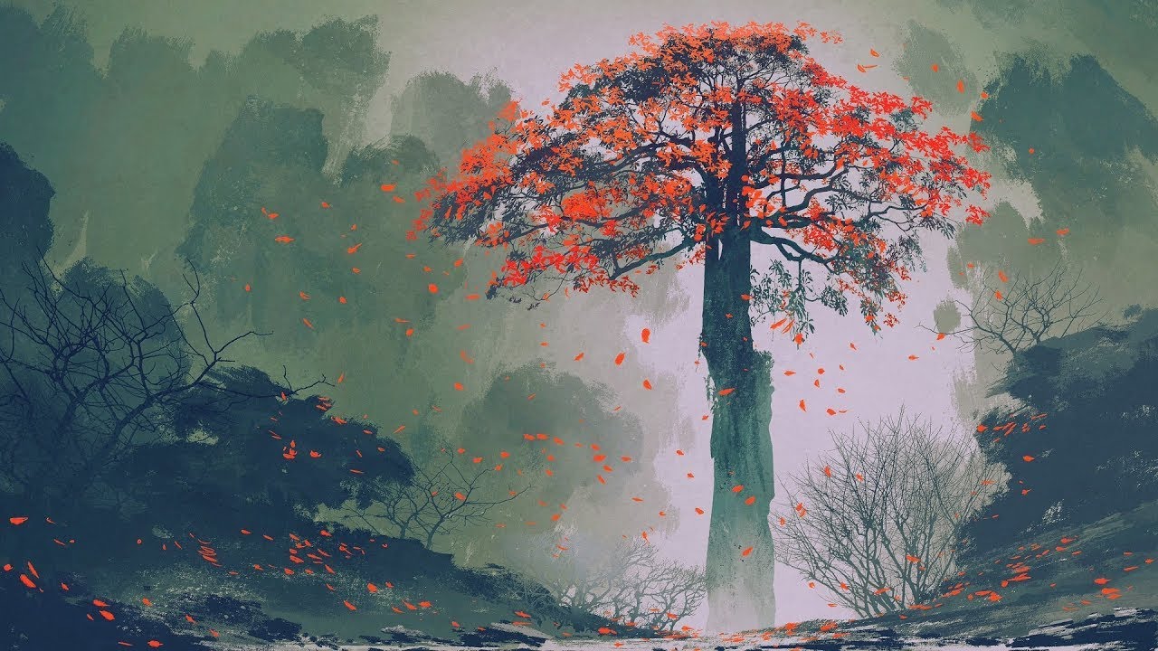 The Red Tree: Relaxing Piano Music with Beautiful Art for Sleep ...