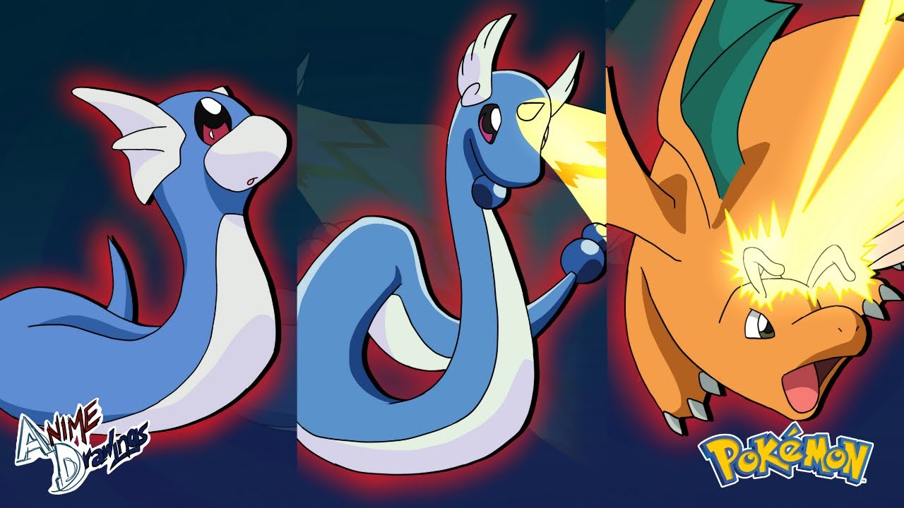 DRAWING DRATINI, DRAGONAIR & DRAGONITE (Leer, Hyper Beam) | POKÉMON ...