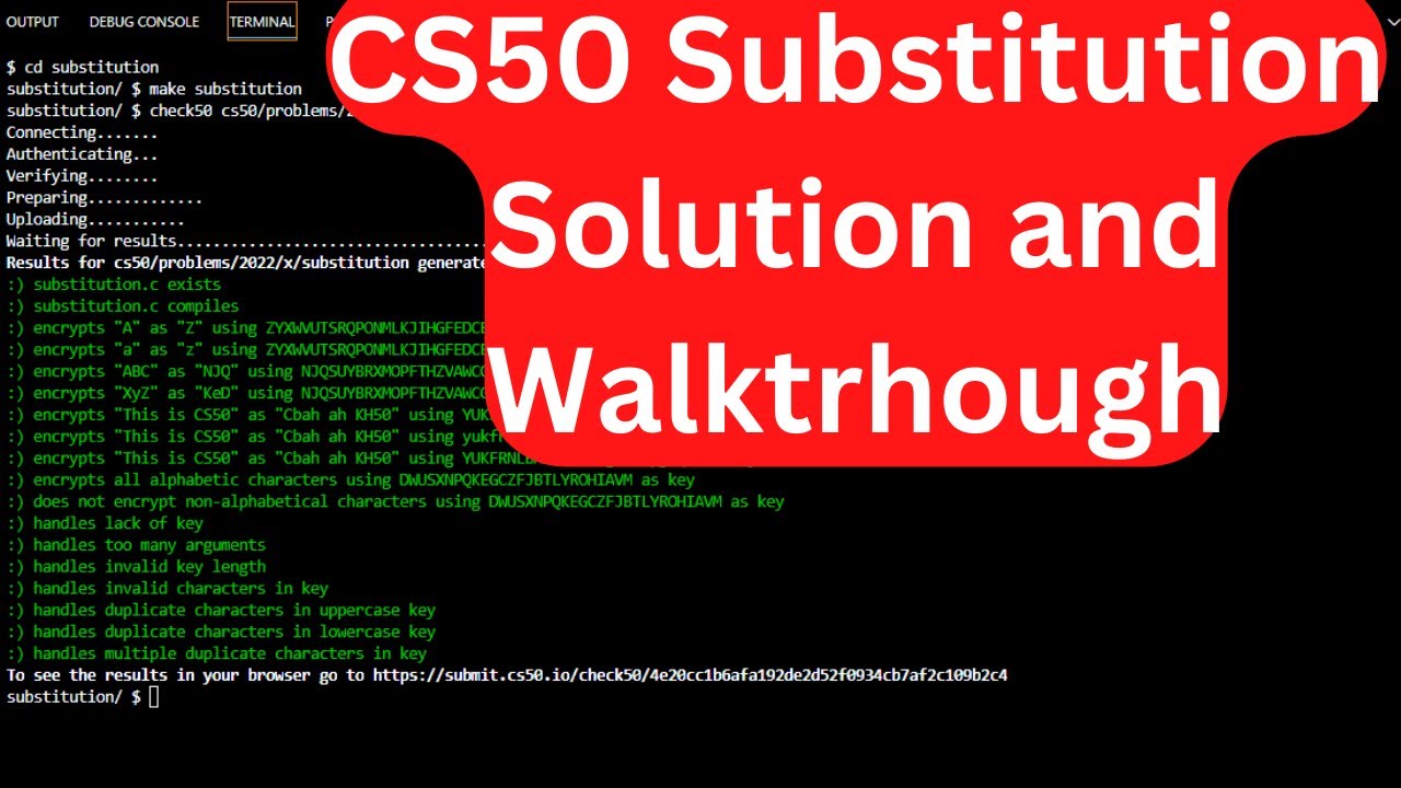 Cs50 Substitution Solution Beginners Friendly How To Get A Good Grade On Your Cs50 Course