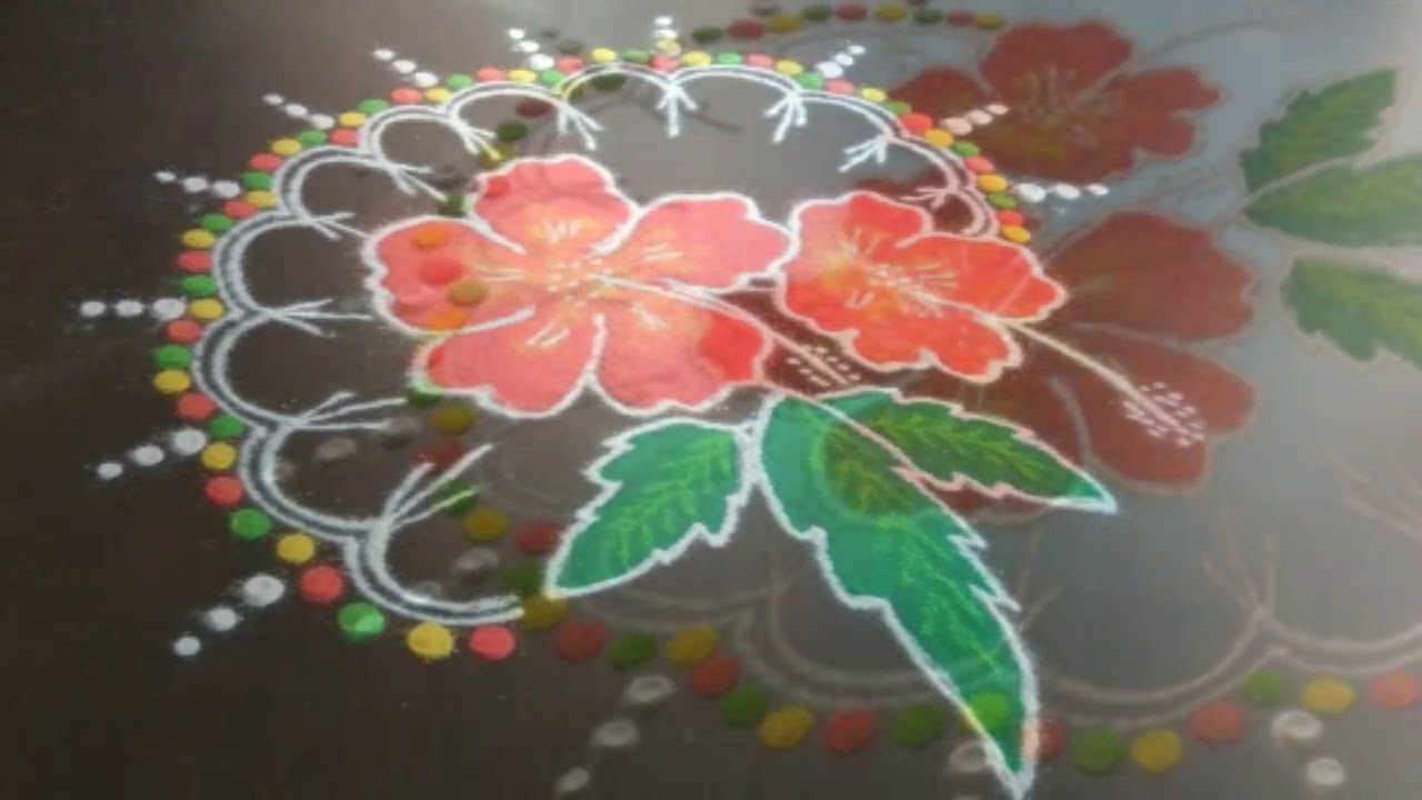 Super easy rangoli design | Jaswand/Hibiscus/Gudhal | Favourite flower ...