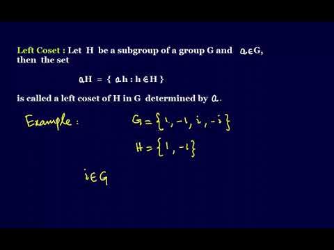 MTH405 Lecture 9 Part 1 Left Coset - YouTube
