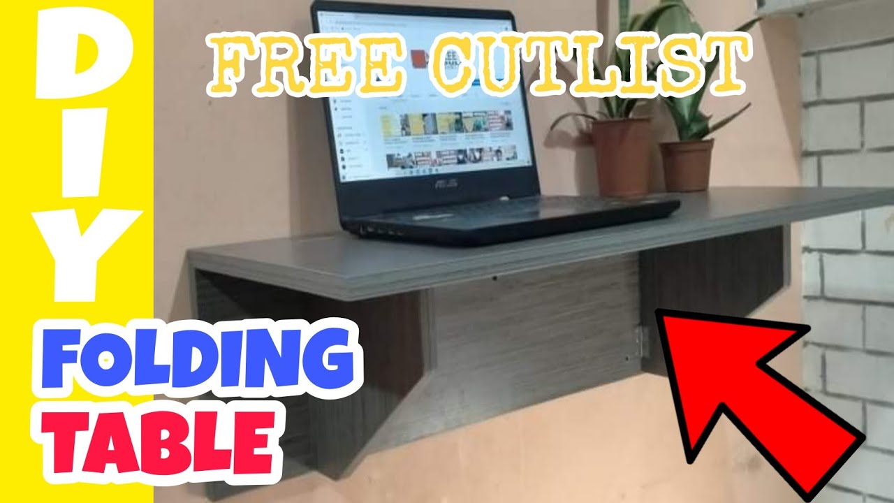 HOW TO MAKE DIY FOLDING TABLE | MURPHY DESK | WALL MOUNTED | FREE CUT ...