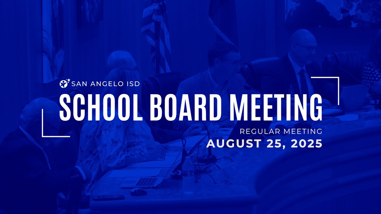 San Angelo ISD School Board Meeting - August 25, 2025 - YouTube
