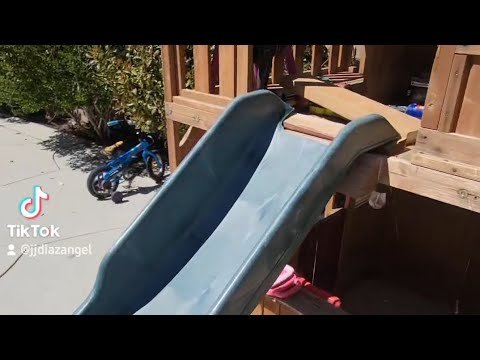Saving/fixing cheaply made broken playhouse slides - YouTube