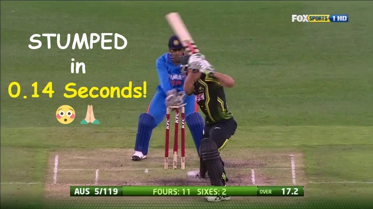 FASTEST Stumping Ever? MS Dhoni took just 0.14 Seconds to Stump ...
