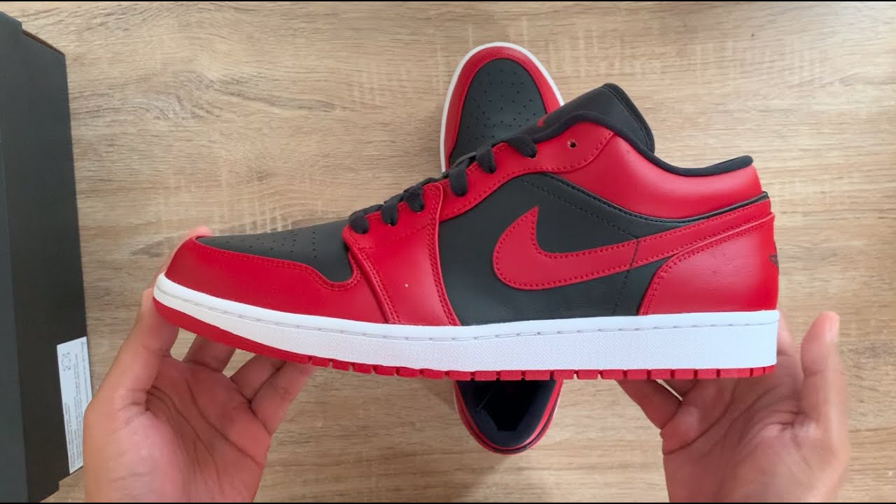 UNBOXING AND UP CLOSE VIEW AIR JORDAN 1 LOW REVERSE BRED - YouTube