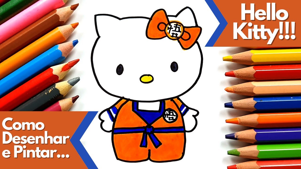 Como Desenhar e Pintar a Hello Kitty vestida de Goku - YouTube