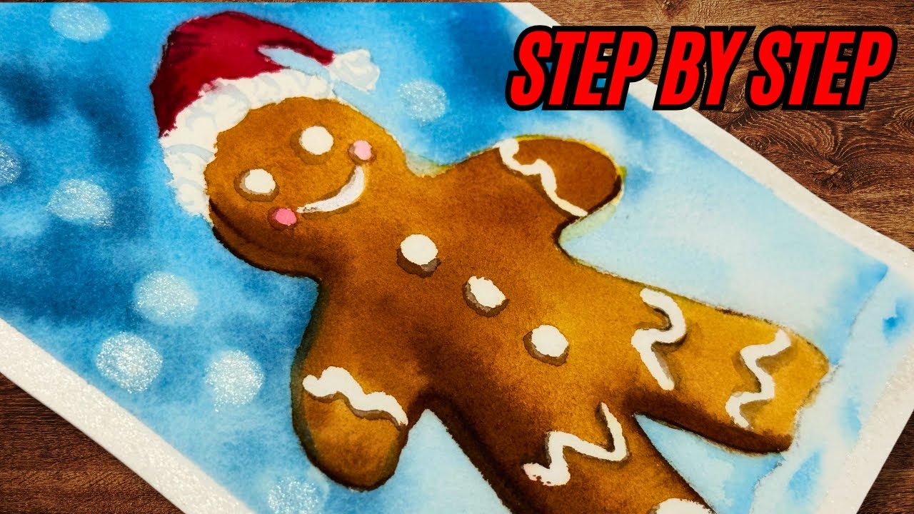 How to Paint An Adorable Gingerbread Man In Watercolor - YouTube