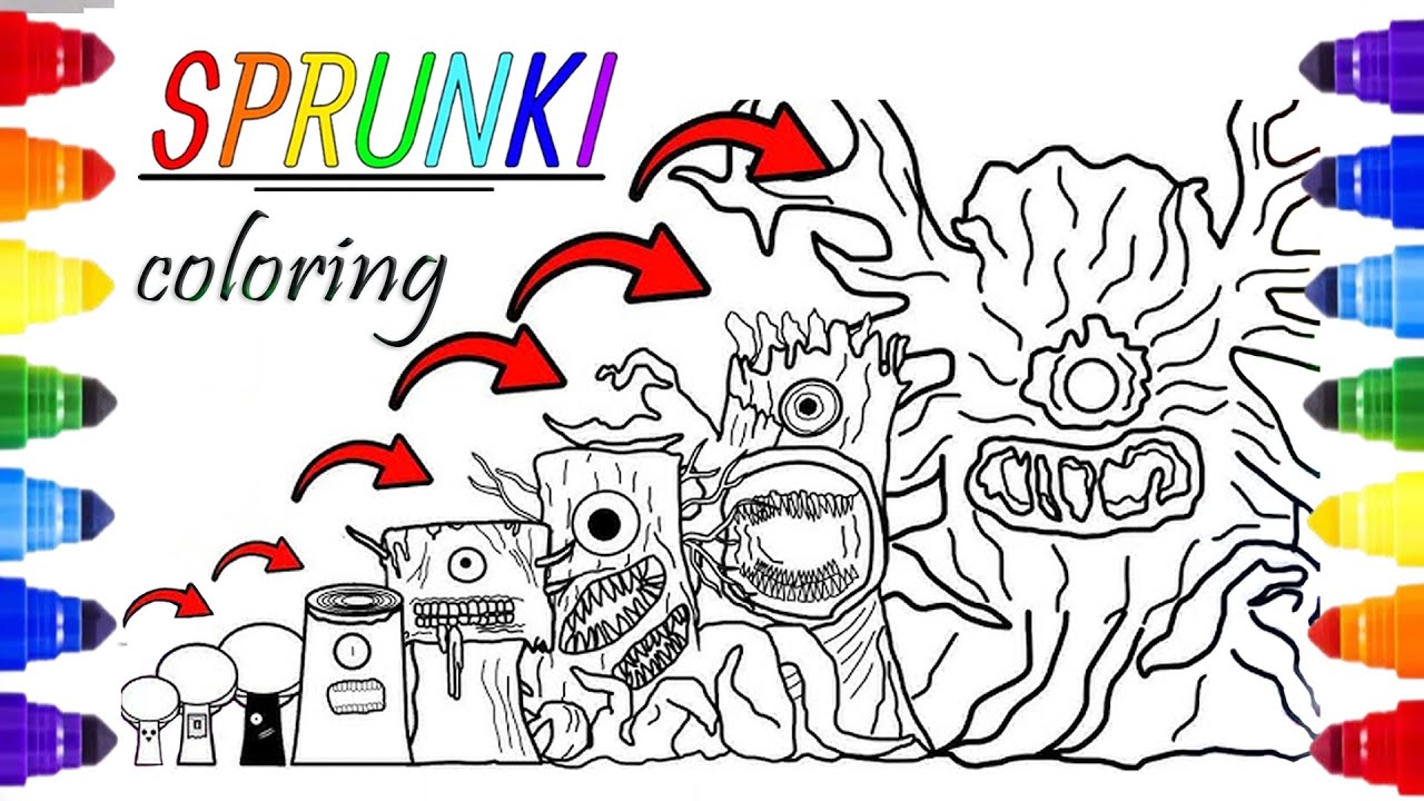 Coloring New FULL EVOLUTION OF Mr TREE SPRUNKI. GULSUMASMR - YouTube