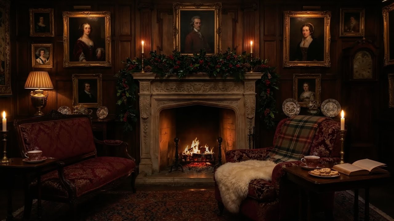 Rich Victorian Manor Fireplace 🔥 Elegant Sitting Room for Sleep ...