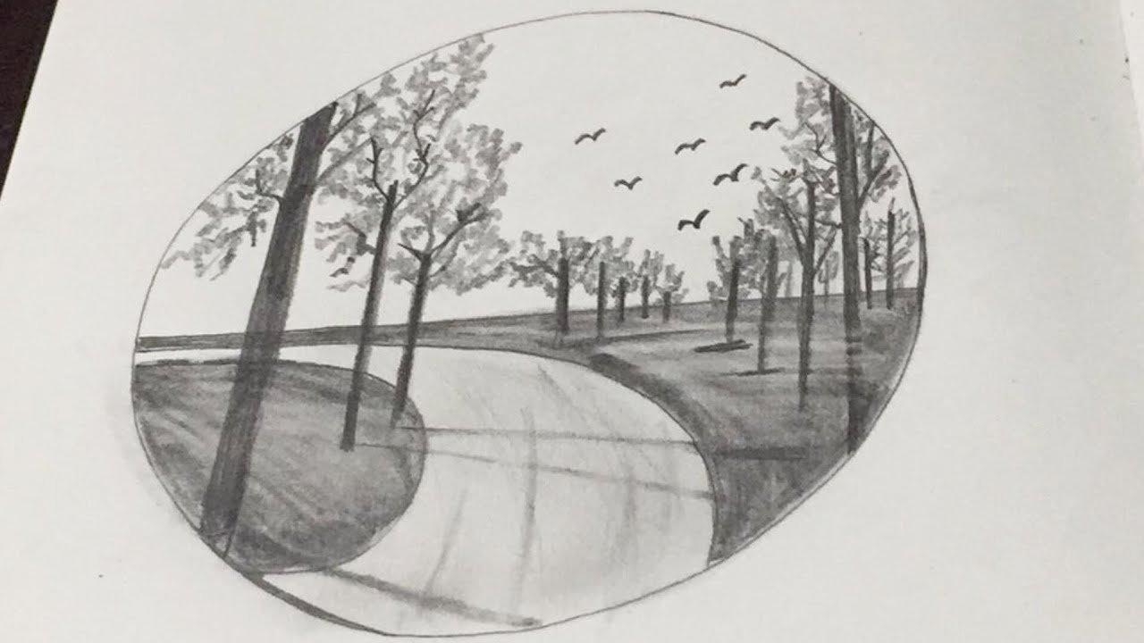 How to Draw Easy Landscape art | How to Draw a simple Landscape - Easy ...