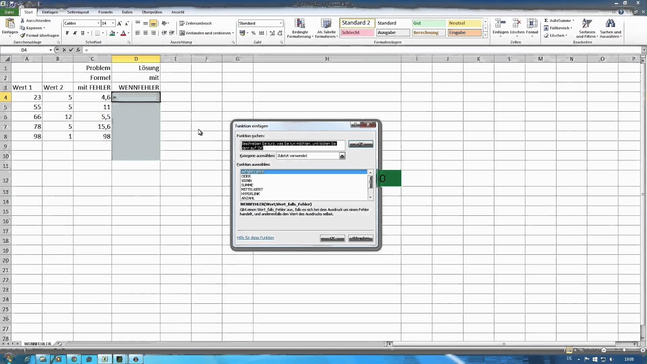 Excel Tutorial - Wennfehler Funktion - YouTube