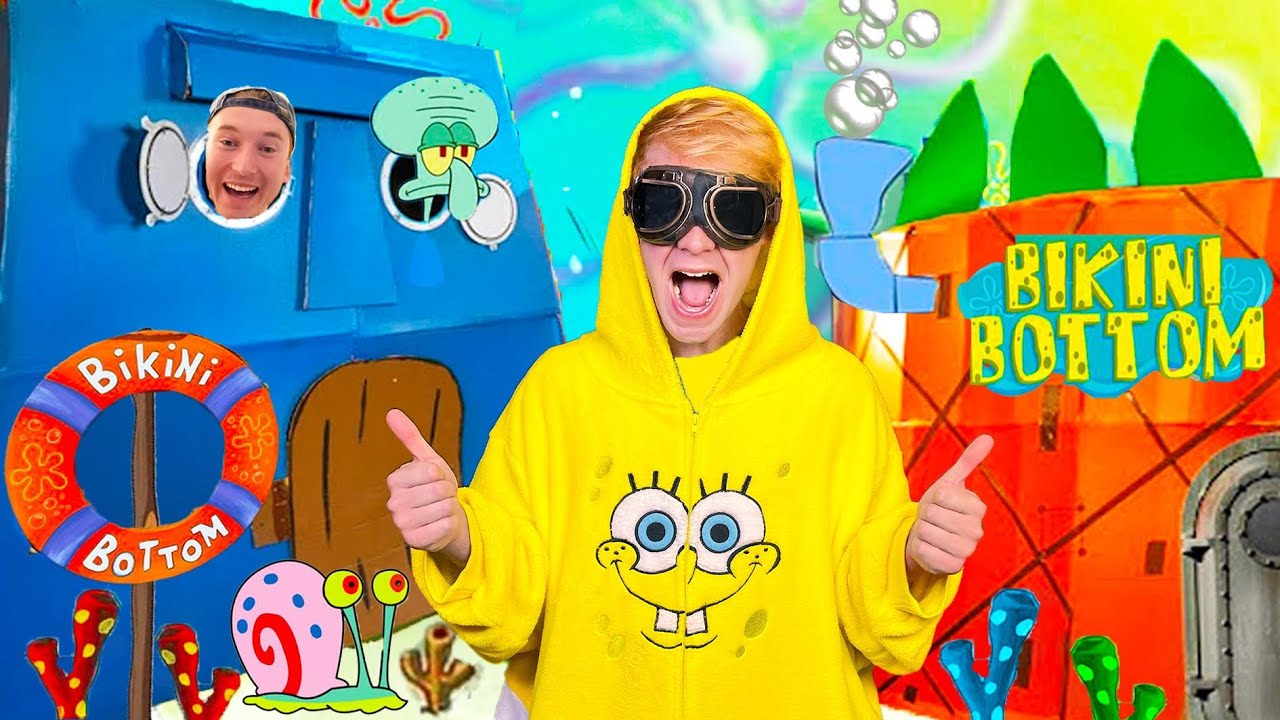 Building BIKINI BOTTOM IN Real Life With ONLY CARDBOARD! - YouTube