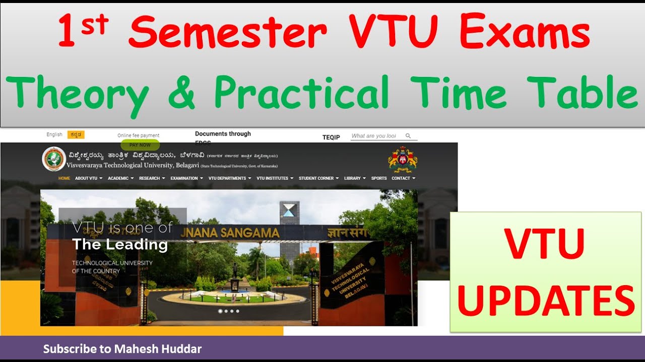 1st Semester VTU Exam Time Table | Practical Exams | First Year Time ...