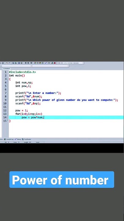 C Program to calculate power of number[code][tutorial]#shorts - YouTube