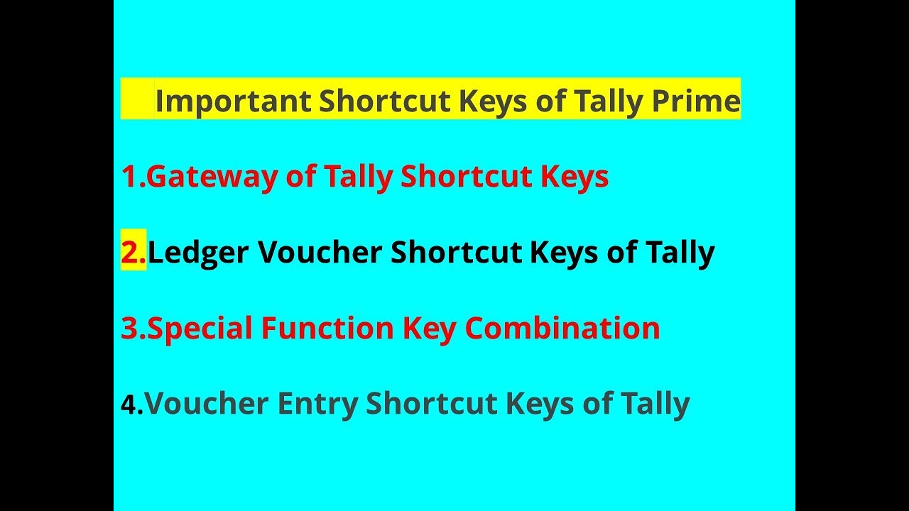 Important short cut keys in Tally prime || gate way of tally/ledger ...