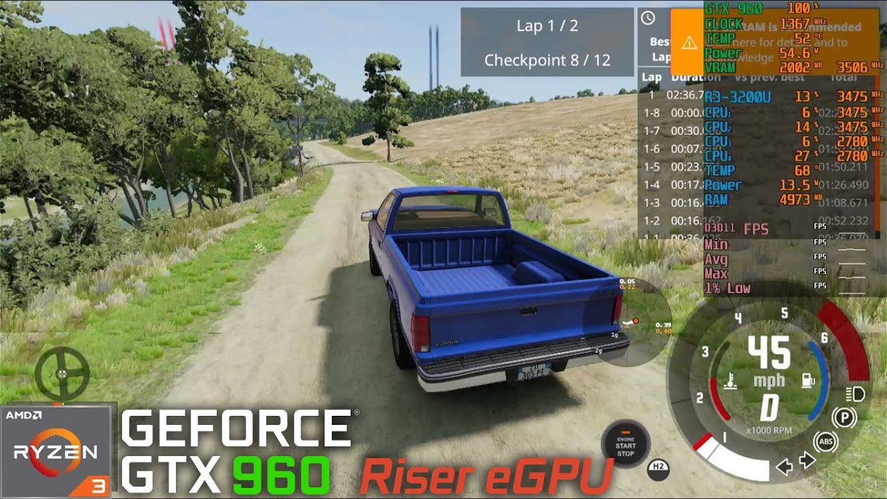 BeamNG.drive (v0.27) | Ryzen 3 3200U + GTX 960 | Riser eGPU - YouTube