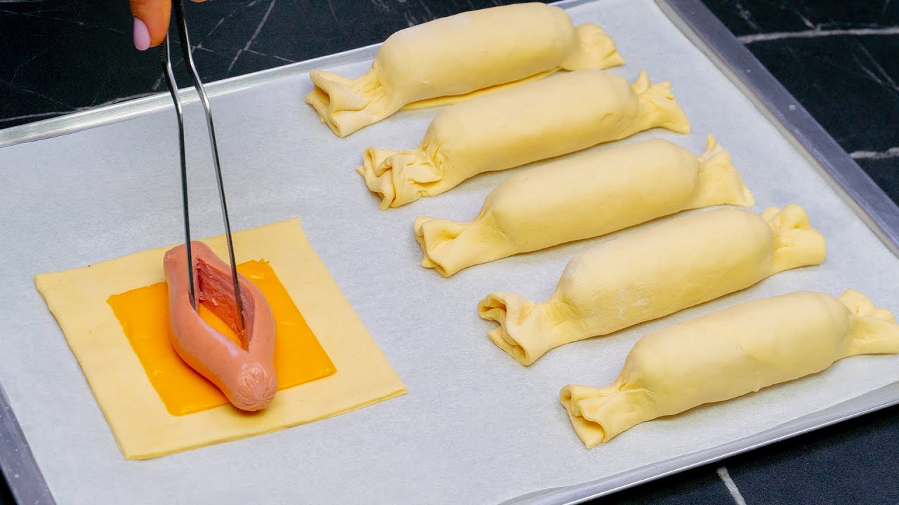 Appetizer in 5 minutes! Just puff pastry and sausages - YouTube