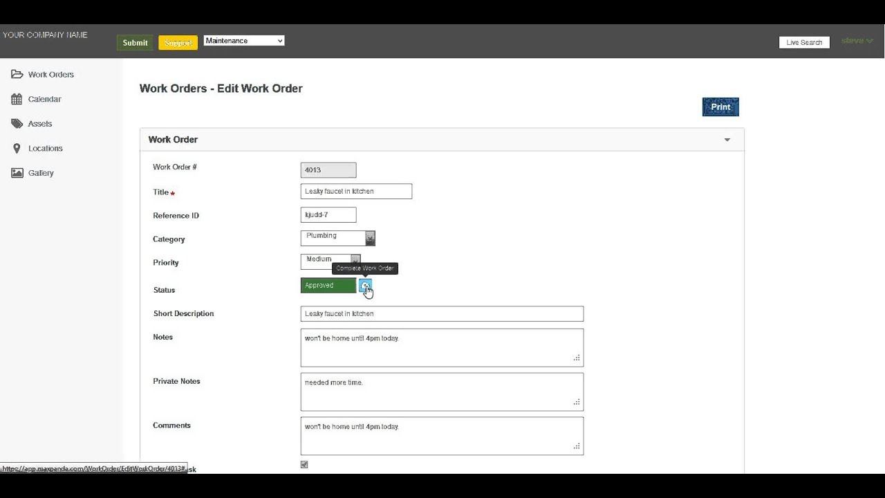Maxpanda Tutorials - Completing a WORK ORDER by Maintenance Department - YouTube