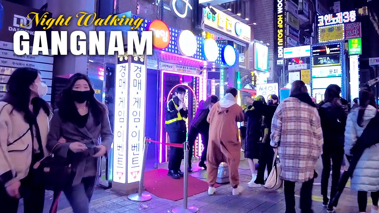 Korea Walking tour [4K] ️‍🔥 gangnam night club street walk tour in ...