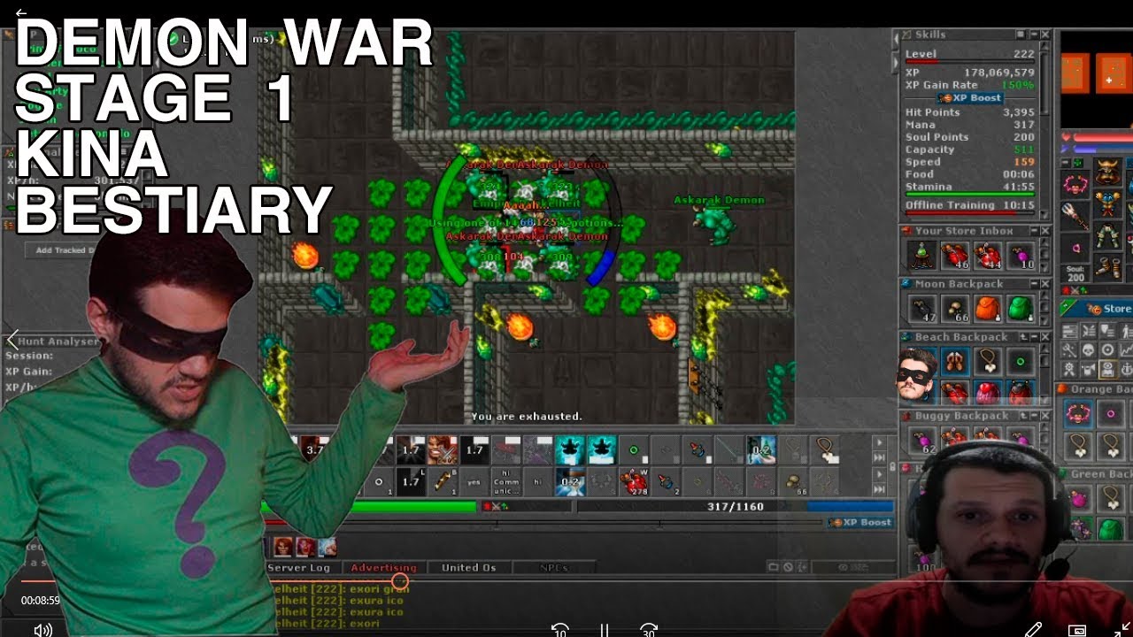 Tibia - Knight Demon war stage 1 Askarak Demons e Shaburak Demons. - YouTube