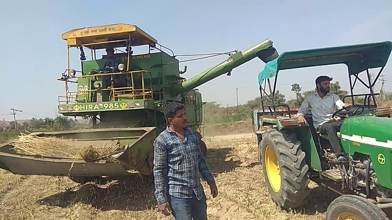 Modern technology Dhana harvester Gujarat dhan cutting - YouTube