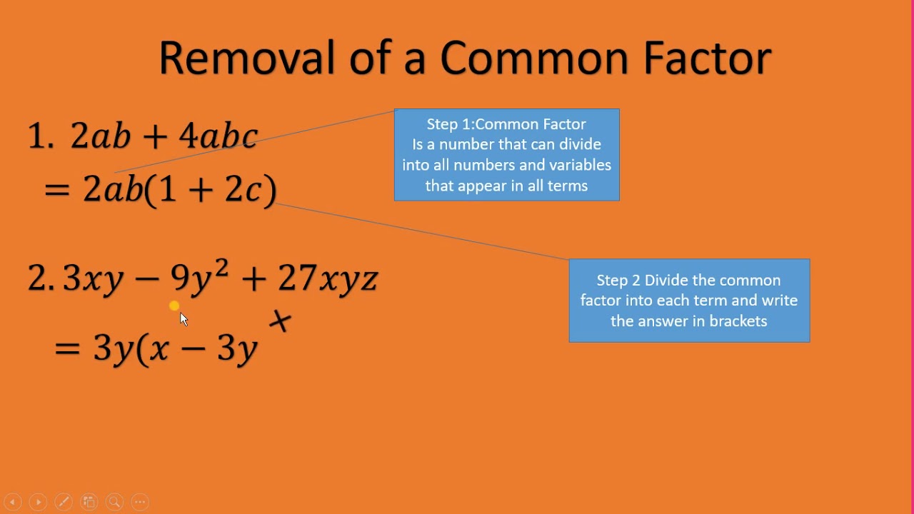 Chapter 2 Factorization Common factor - YouTube