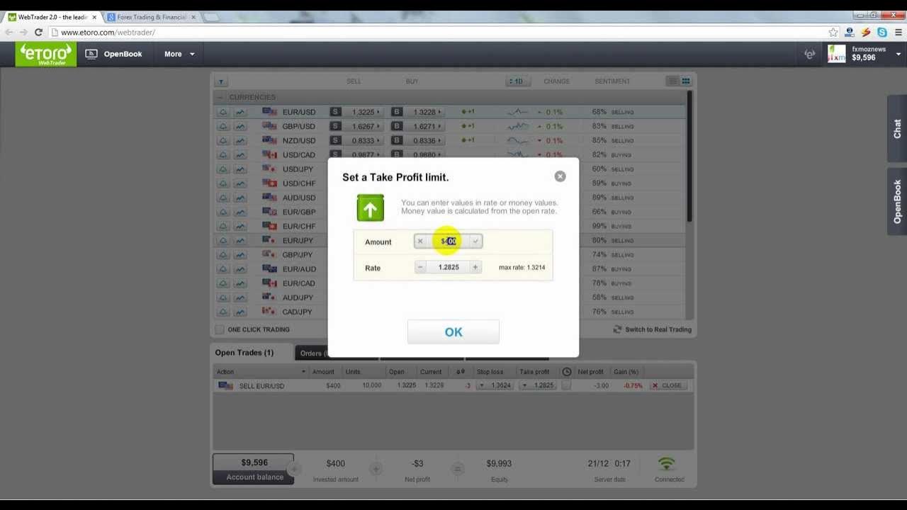 How to modify SL and TP - Webtrader 2.0 by eToro - YouTube