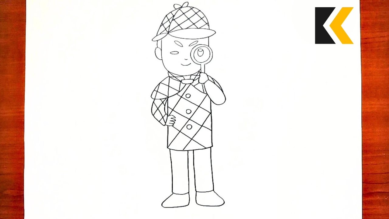 How To Draw A Detective | Draw Professions Easily - YouTube