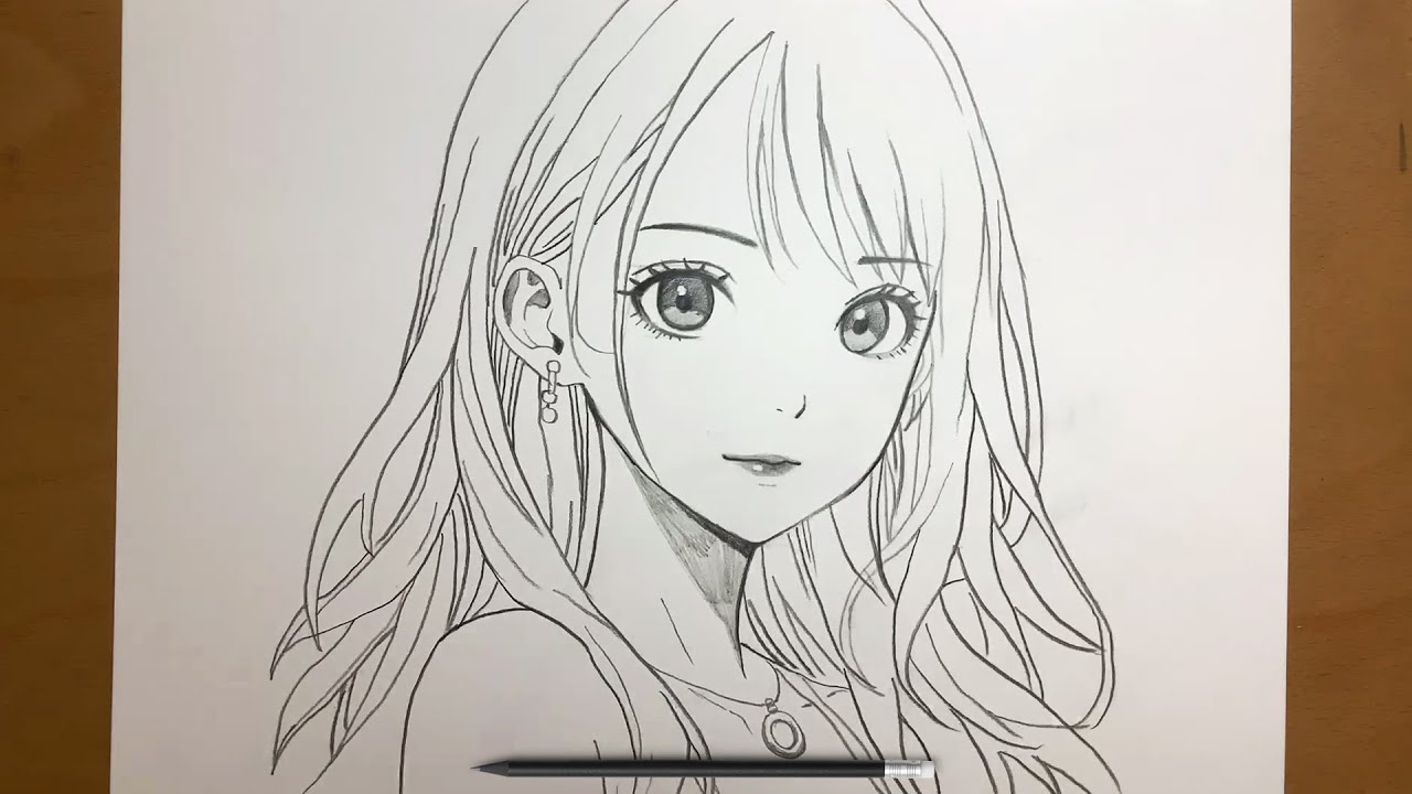 Easy anime sketch | How to draw a cute anime girl step by step ...
