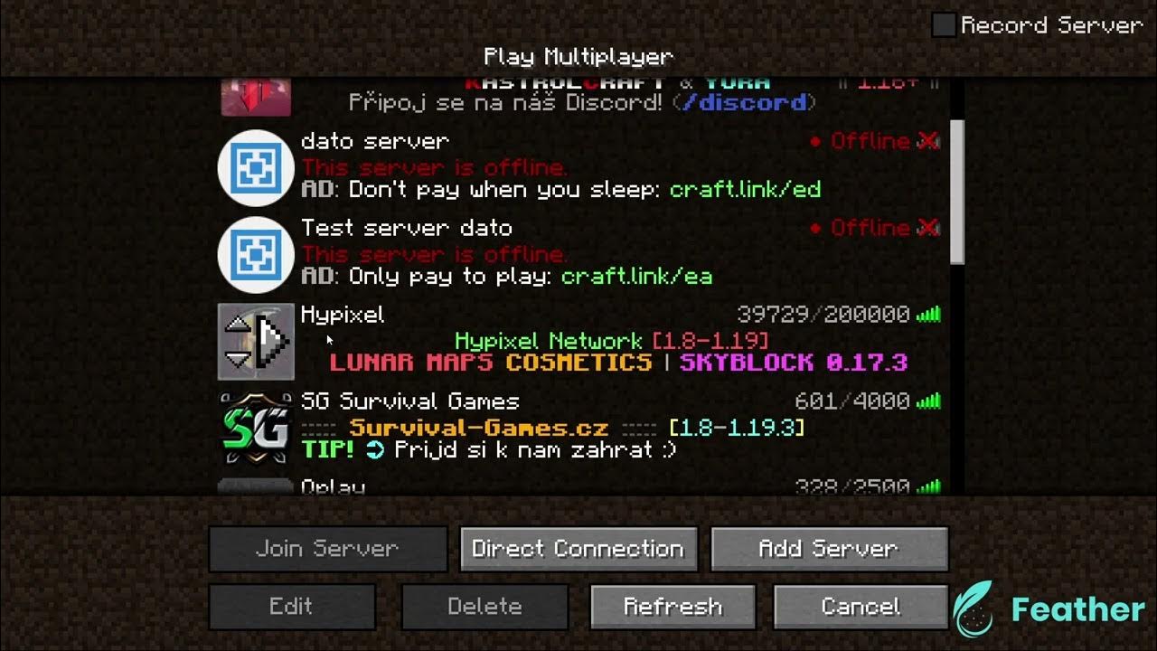 Feather client. jak, stáhnout, přidat mody, a jak ho nastavit + ukázka ...