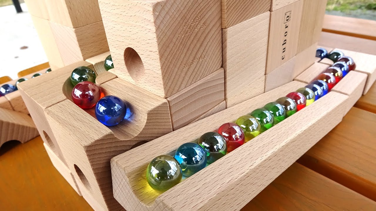 Marble Run ASMR ☆ Wooden Cuboro & beautiful colorful marbles! - YouTube