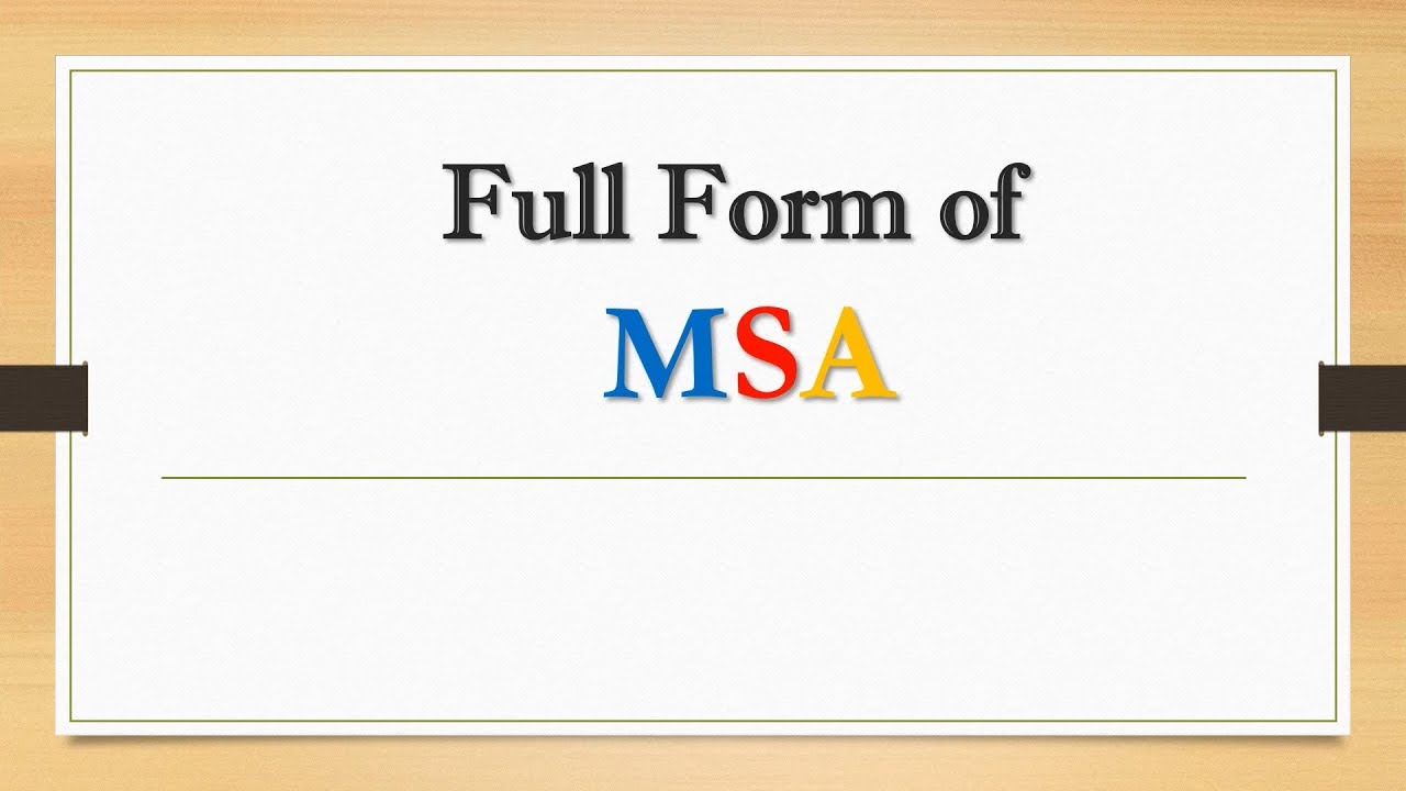 Full Form of MSA || Did You Know? - YouTube