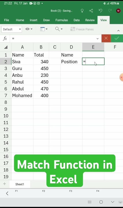 Excel Match Function Tamil #excelcourse #exceltricks #exceltutorial - YouTube