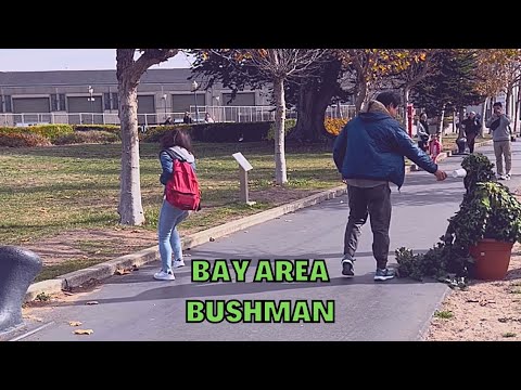 BUSHMAN PRANK: MAN THROWS CUP OF COFFEE AT THE BUSHMAN!! @ SAN ...