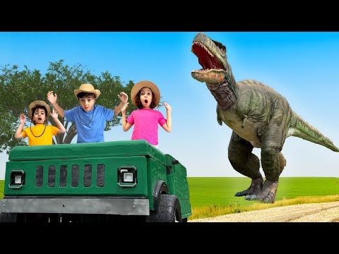 Educational Dinosaur video for KIDS | Atrin, Soren & Nikan visit life size dinosaurs in DINO Farm