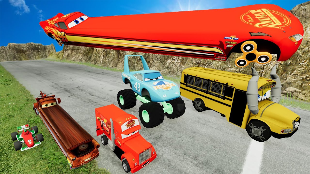Unusual Cars Pixar. Long & short, Big & small McQueen, Mater, King, Bus ...