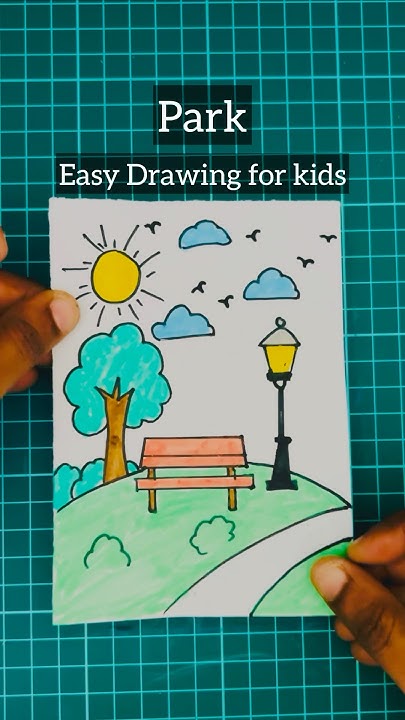 How to Draw A Park | Drawing & Coloring Easy Park for Kids |Easy Park ...