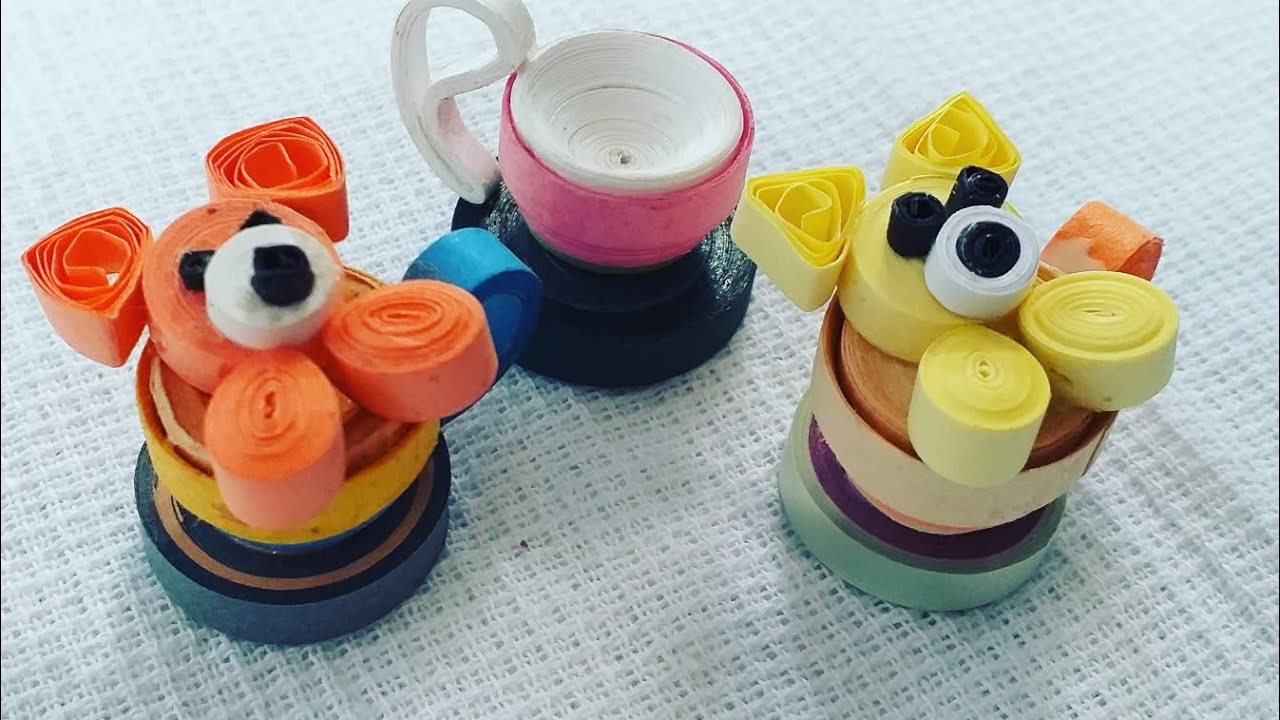Quilling tea cup bear | quilling craft ideas #viral #quilling - YouTube