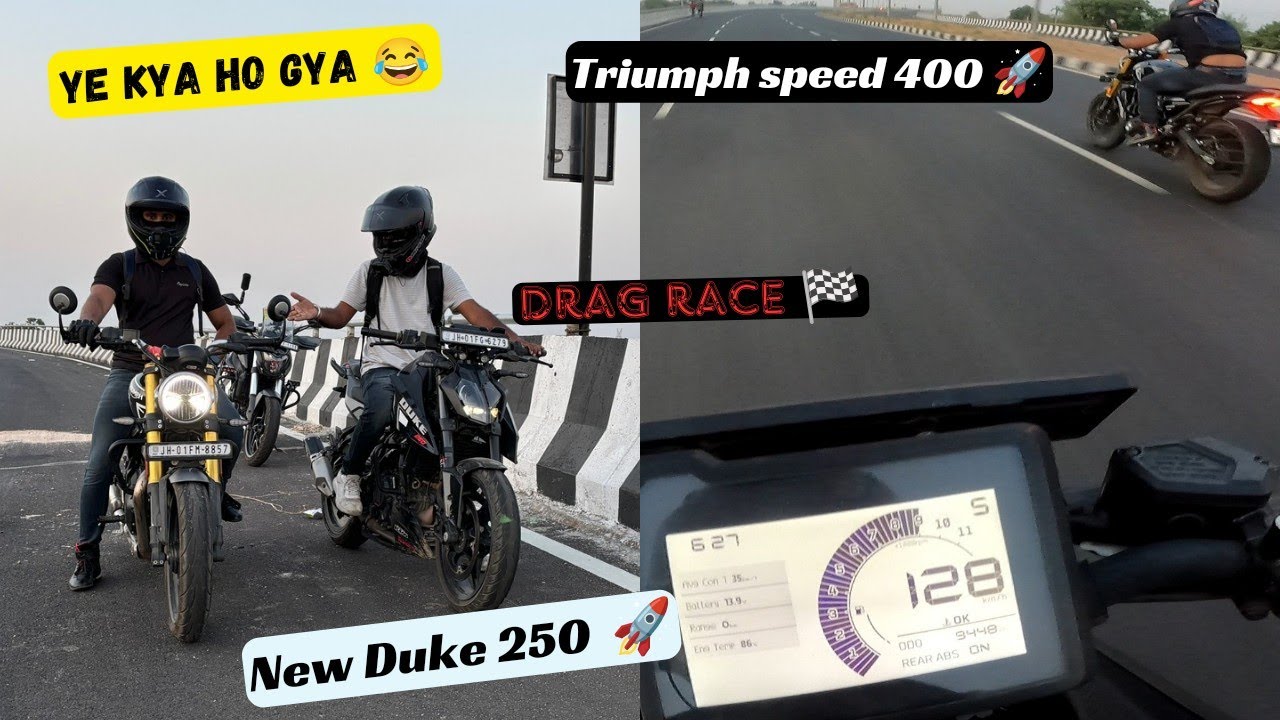 New Duke 250 🚀 vs Triumph speed 400 🥵 | Drag Race 🏁| Comparison | first ...