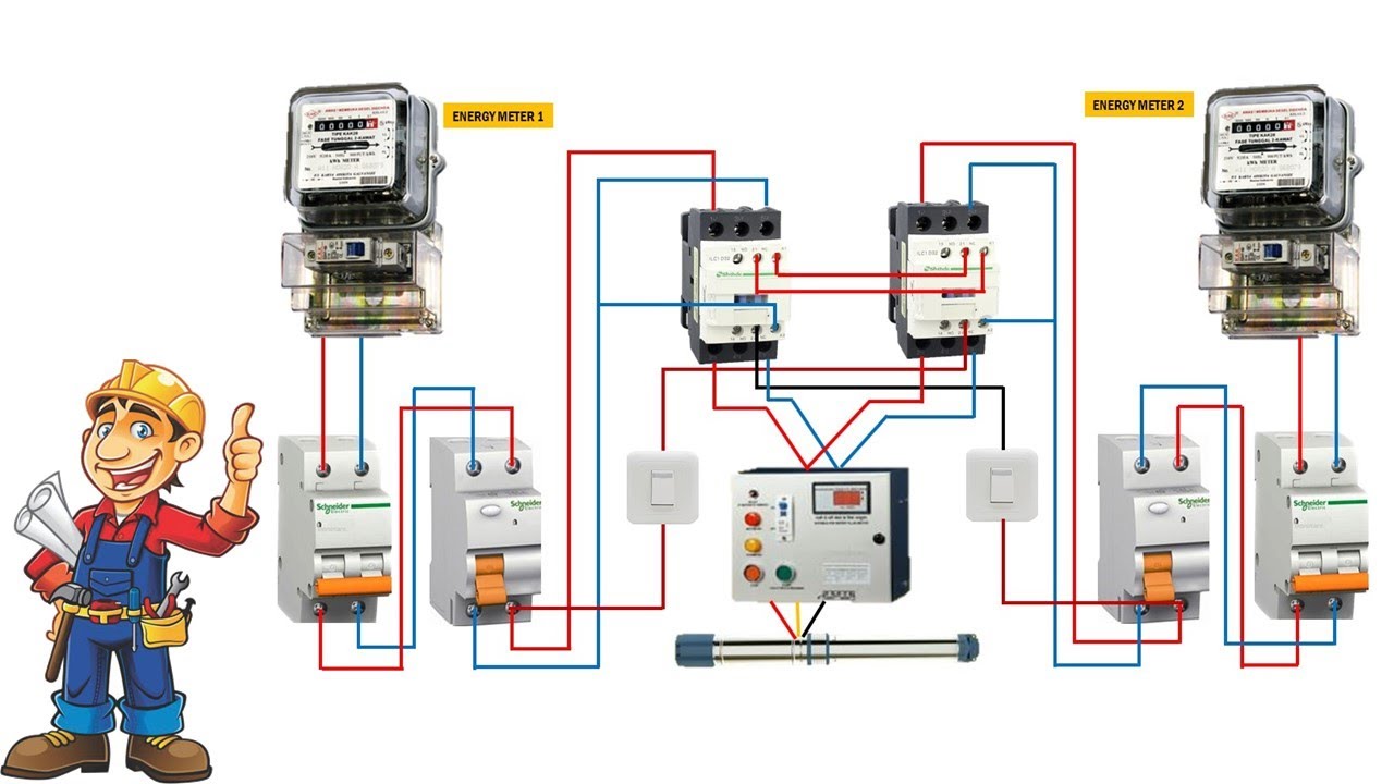 Two houses operate a submersible pump - YouTube